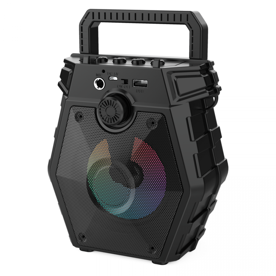 Boxa Portabila KlaussTech, 15 W PMPO, Bluetooth, USB, Lumini LED, AUX ...